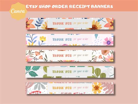 Etsy Shop Order Receipt Template Editable In Canva Flower Receipt