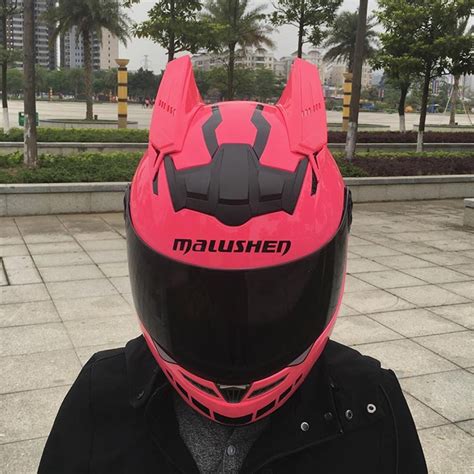 Single Colour Authentic Full Face Quality Racing Malushen Horned Devil Helmets Motorcycles