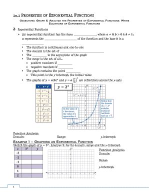 Fillable Online PROPERTIES OF EXPONENTIAL FUNCTIONS Weebly Fax Email Print PdfFiller