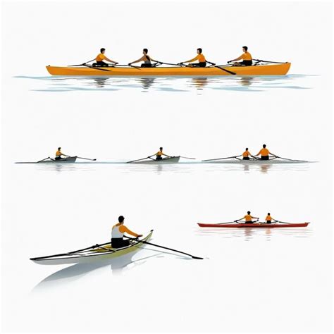 Rowing Vector Set White Background Isolated Premium Ai Generated Vector