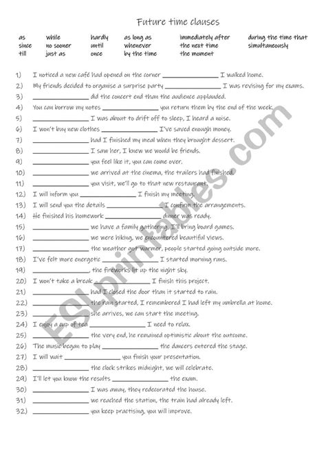 B1 B2 17 Future Time Clauses Esl Worksheet By Anthoni
