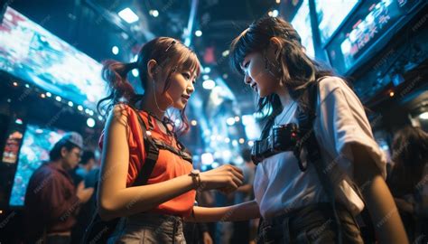 Premium Ai Image Two Japanese Girls Dancing With Each Other In