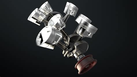 W8 Engine Working Animated 3d Model Animated Rigged Cgtrader