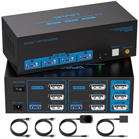 4k120hz Displayport Kvm Switch 3 Monitors 2 Computers 8k60hz Dp Kvm