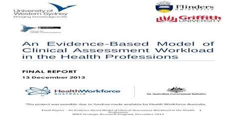 Pdf An Evidence Based Model Of Clinical Assessment Final Report