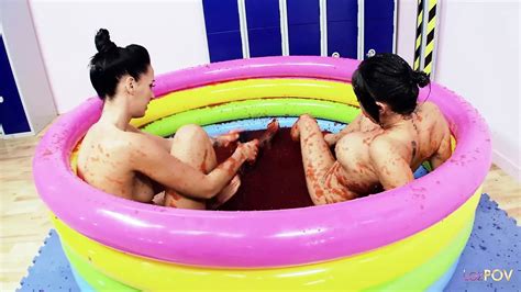 A Pool Of Jello Makes The British Lesbians With Big Boobs Want To Wrestle In It Xhamster