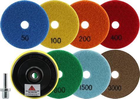 Disque Diamant De Polissage 7 Pièces 100mm 50 3000 Tampon