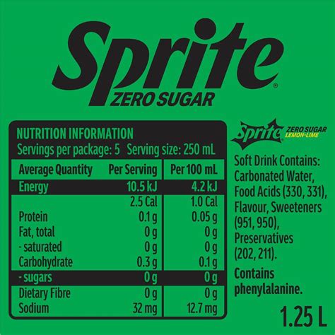 Sprite Zero Sugar Lemonade Soft Drink Bottle 125l Woolworths