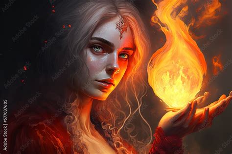 Fire Breathing Nymph With An Eye On The Wizards Flame Generative Ai