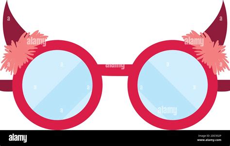 Glasses With Devil Horns Flat Style Over White Background Vector