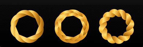 Braid Circle Golden 3d Frame Round Braided Ring Vector Image