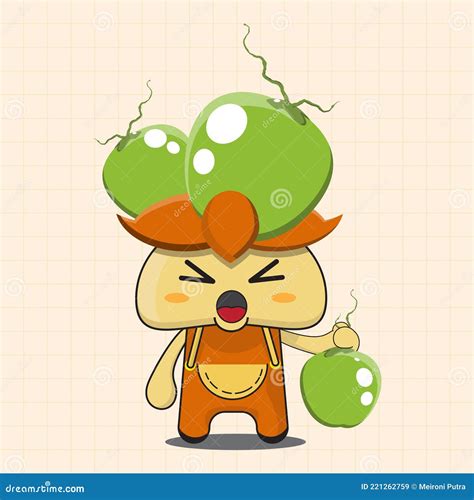 Adorable And Cute Chibi Coconut Mascot Cartoon Character Vector Illustration In Simple And