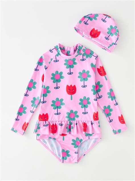 Traje De Baño Manga Larga Para Niñas Lb Chile