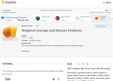 Sophia Weighted Average And Mixture Problems Lesson 6 Ppt For 9th