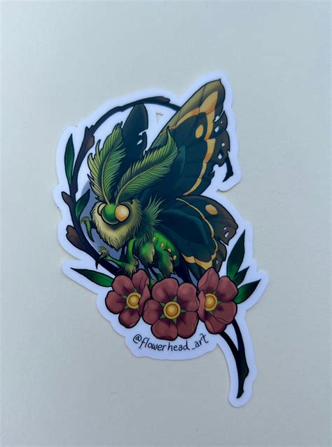 Fluffy Moth Neo Traditional Tattoo Art Vinyl Sticker Etsy