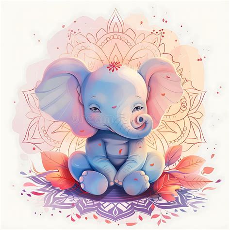 Colorful Elephant With Mandala Background Stock Illustration