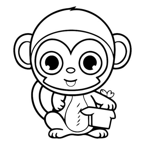 Premium Vector Cute Monkey Cartoon Character Holding A Pot With Plant