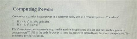 Solved Computing Powers Computing A Positive Integer Power