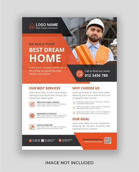Premium Vector A4 Vector Business Engineering Construction Flyer