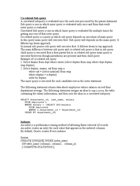 Co Related Sub Query A Correlated Subquery Is Evaluated Pdf