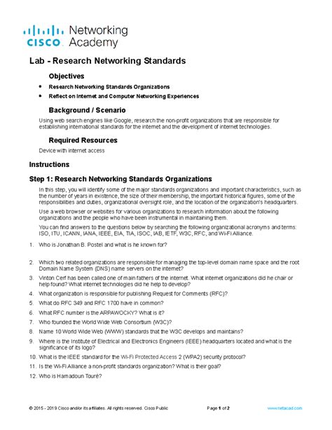 344 Lab Exploring Global Research Networking Standards Studocu