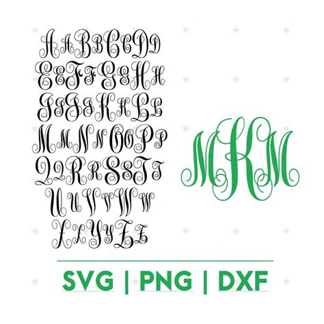 Interlocking Fancy Monogram Font Bundle Monogram Fonts Svg Png Dxf