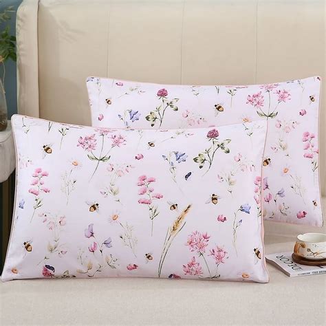 Perfemet 100 Cotton Pillowcases 1000 Thread Count Flowers Bee Printed
