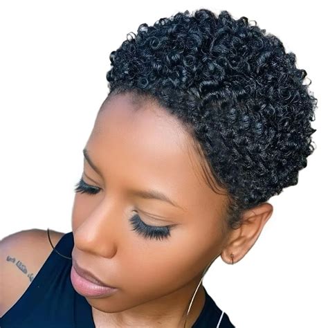 Bresilienne Brazilian Pixie Cut Afro Curly Machine Made Glueless Wig