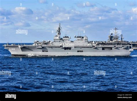 Japanese Navy Helicopter Destroyer Js Ise Transits Alongside Us Navy