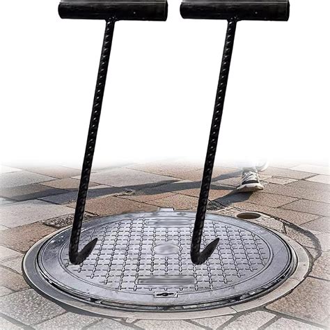 Manhole Cover Lid Lifter Tool Steel J Pull Hook For Moving