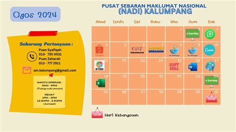 Jadual Kelaslatihan Bulan Ogos 2024 Nadi Kalumpang