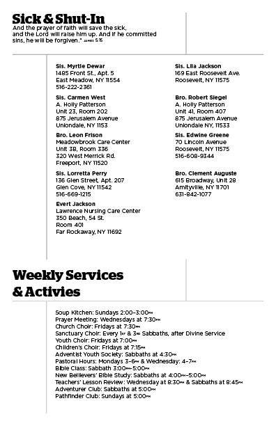 Ebenezer Sda Church Bulletin Behance