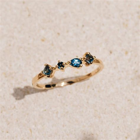 14k Gold London Blue Topaz Ring Ilse Luxe Linjer Jewelry