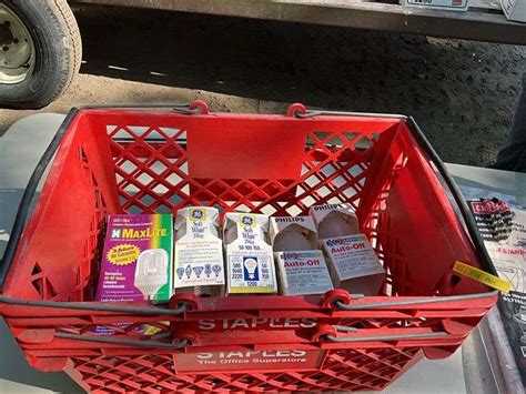 2 Red Baskets With Light Bulbs Hamilton Maring Auction Group