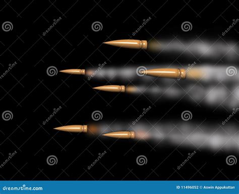 Rifle Bullets Speeding With Smoke Trail Stock Illustration