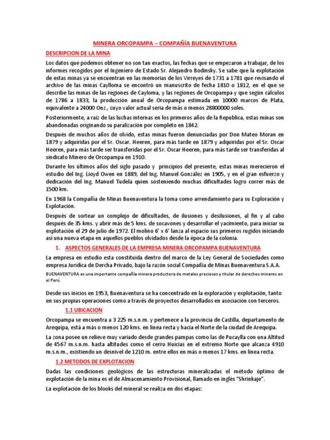 Minera Orcopampa Descargar Gratis Pdf Minería Naturaleza