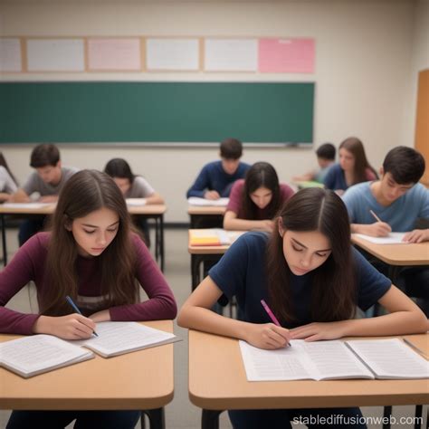 Students Engrossed In Studies With Visual Aids Stable Diffusion Online