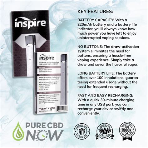 Inspire Juul Compatible Battery And Charging Kit Pure Cbd Now