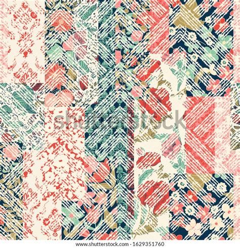 Seamless Abstract Colorful Patchwork Pattern Flowers Stock Vector Royalty Free 1629351760