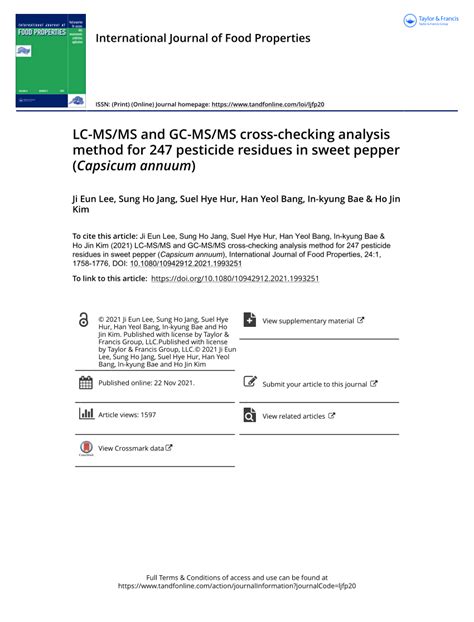 Pdf Lc Msms And Gc Msms Cross Checking Analysis Method For 247 Pesticide Residues In Sweet