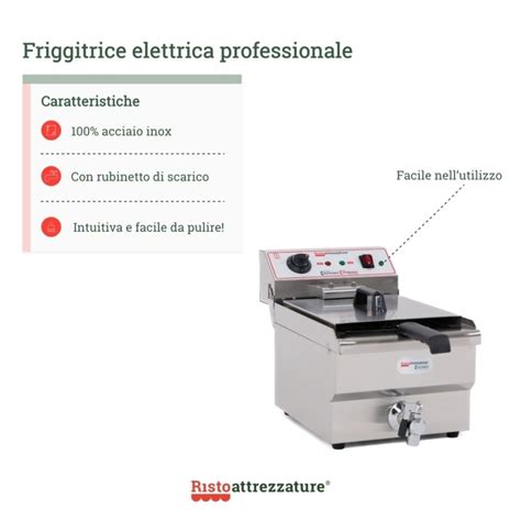 Friggitrice Elettrica Professionale Singola Vasca 13 Lt Acciaio Inox