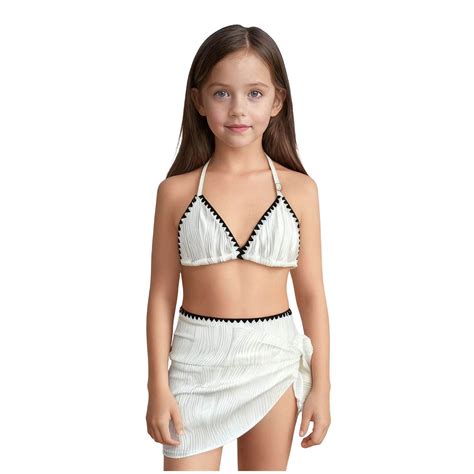Oglccg Tween Girls 3 Piece Bikini Sets Backless Halter Triangle