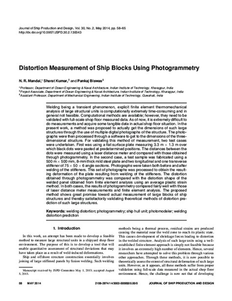 pdf distortion measurement of ship blocks using photogrammetry