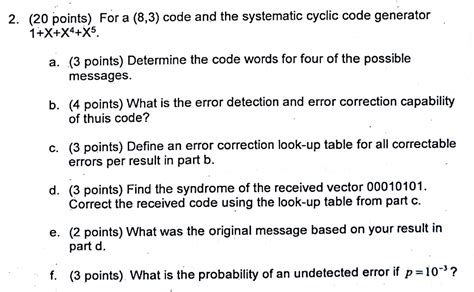 For A Code And The Systematic Cyclic Code Chegg