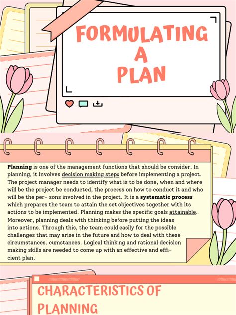 Formulating A Plan Pdf Planning Goal