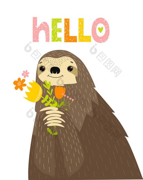 与卡通懒惰你好矢量海报图片 包图网企业站