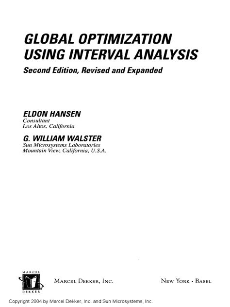Interval Analysis Book Hensen Pdf Mathematical Optimization