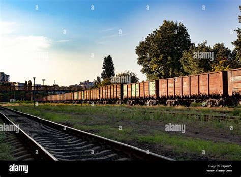 Freight Wagons At A Distribution Logistics Station Export Import