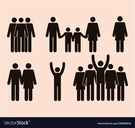 Population Silhouettes Six Icons Royalty Free Vector Image