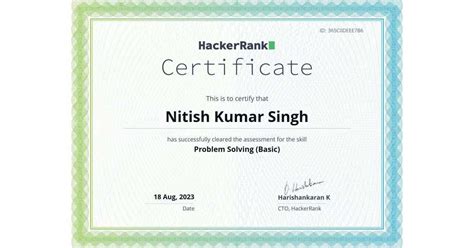 Nitish Kumar Singh On Linkedin Hackerrank Skill Certificate